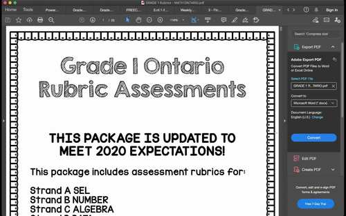 Grade 1 Ontario Math Rubrics - 2020 CURRICULUM & ALL STRANDS by Born to ...