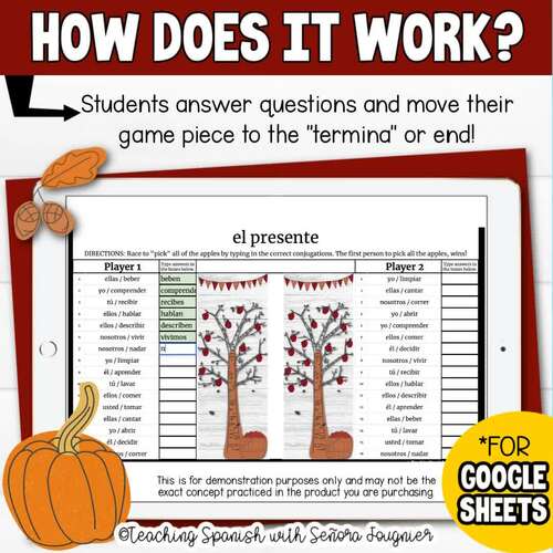 Fall Spanish Cognates Digital Resource Partner Self Checking Activities