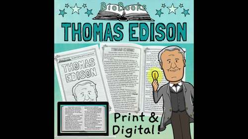 Thomas Edison Biography Reading Passage Activity Booklet PRINT and DIGITAL