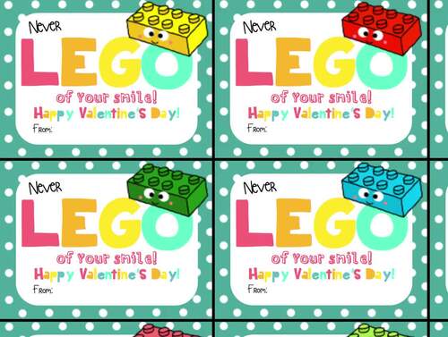 Lego Valentine's Day Gift Tag- Never LEGO of your smile! Happy ...