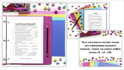 French Possessive Pronouns - Worksheet or Quiz | TPT