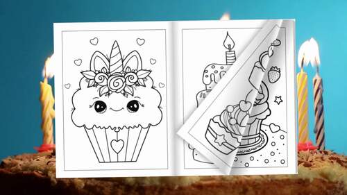 24 Printable Kawaii Sweet Treats Cupcake Coloring Pages Gift for Kids ...