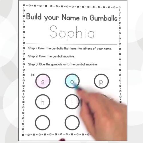Editable Name Tracing and Handwriting Practice Gumball Machine Activity ...