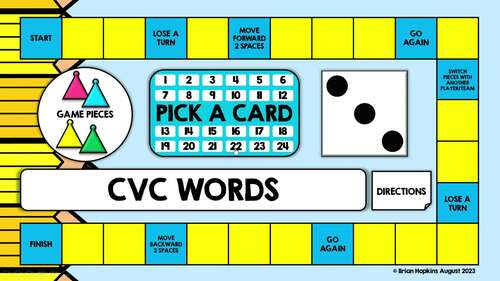 CVC Board Game use with PowerPoint™ - School Theme by Brian Hopkins