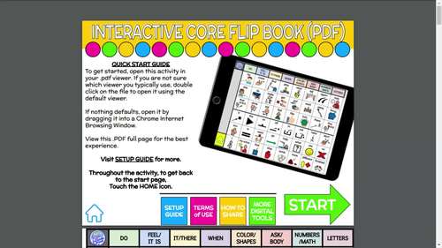 DIGITAL Core Vocabulary Interactive PDF- AAC for SpEd and Autism Classes