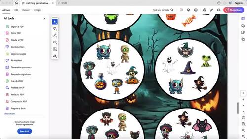 halloween matching cards zombie witch skeleton by Language Time Store