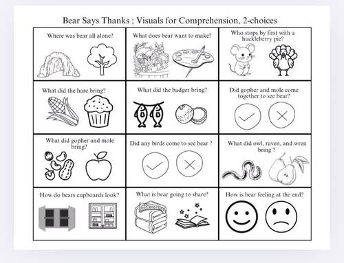 Bear Says Thanks Book Companion Thanksgiving Speech Therapy Language ...