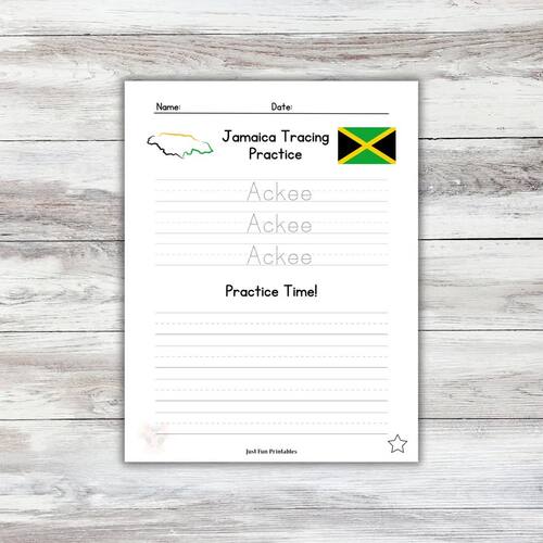 Jamaica Tracing Worksheets | Handwriting Practice with Cultural Words