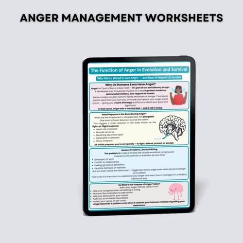 Anger Management Workbook for Teens & Adults, Counseling Worksheets ...