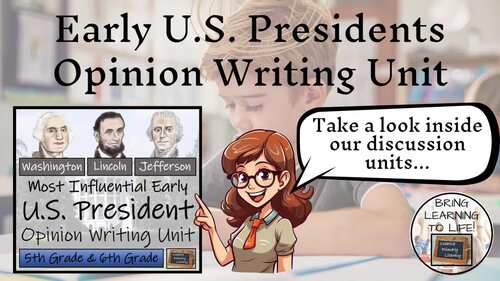 Most Influential Early President Opinion Writing Unit | 5th Grade & 6th ...