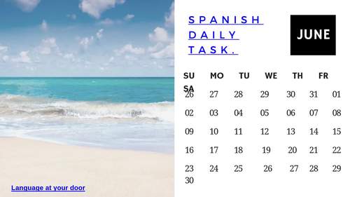 Spanish Calendar with daily activities - June Edition - summer by Jose ...