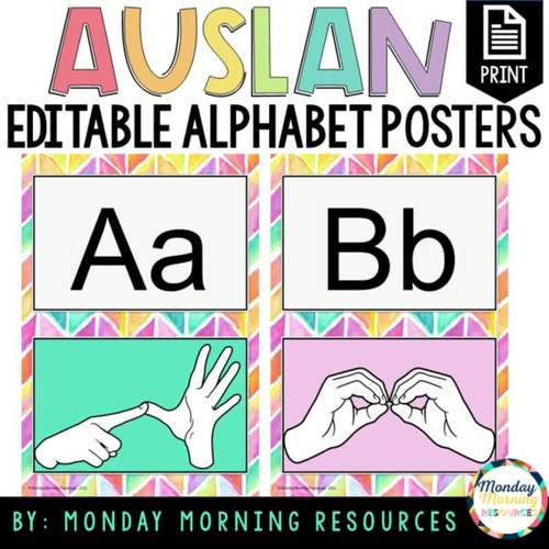 Auslan Alphabet Posters -Editable - Rainbow Theme by Monday Morning ...