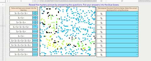 Digital Math Pixel Art Mystery Picture 3rd Grade TEKS 3.3.D - Fractions