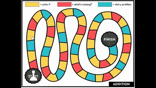 Digital Addition Math Game for Distance Learning | Interactive Game board!