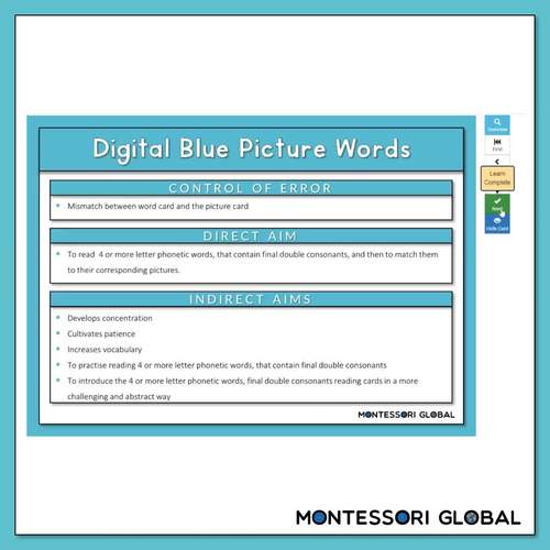 Montessori Blue Picture Word Cards: Boom Cards: Final Double Consonants ...