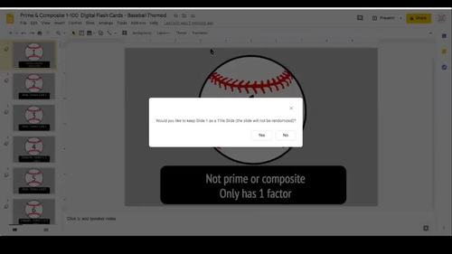 Prime & Composite Numbers Google Classroom™ 1-100 Digital Flash Cards