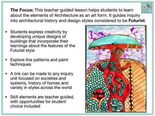 ARCHITECTURE Art project for FUTURISTIC styles guided lesson plan 4th ...