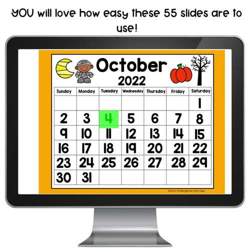 October Calendar Math for Kindergarten 2025 by Kindergarten and Clips