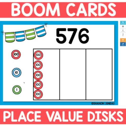 Place Value Disks to 1000 Boom Task Cards Digital Resources Review 2nd ...