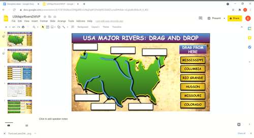 USA Major Rivers: Drag & Drop Worksheet: Google Slides and Powerpoint ...