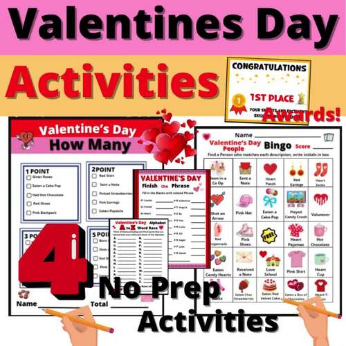 Valentines Day Activities No Prep Lessons Independent Work Sub Plans Games