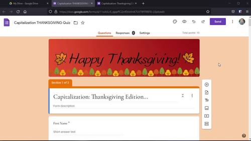 THANKSGIVING Capitalization Quiz - Digital Google Forms™ (Distance ...