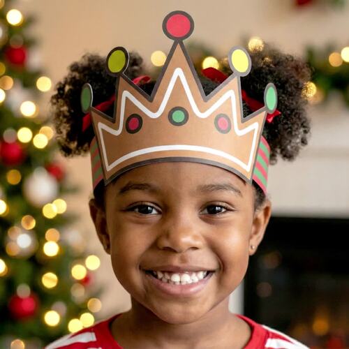 Holly Leaves Crown Headband | Holiday Craft Hat Printable for Kids