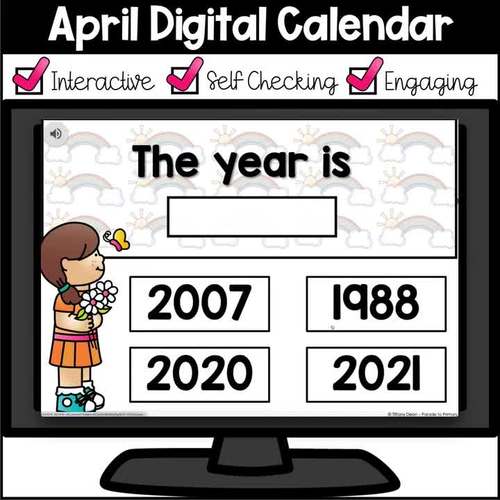 April Calendar & Questions - DIGITAL & PRINTABLE - Distance Learning ...