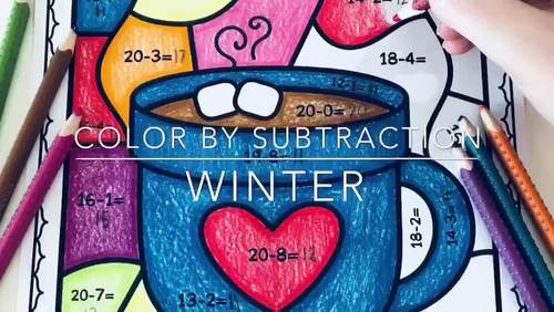 Winter Color by Subtraction Worksheets | Winter Fast Finishers | TpT
