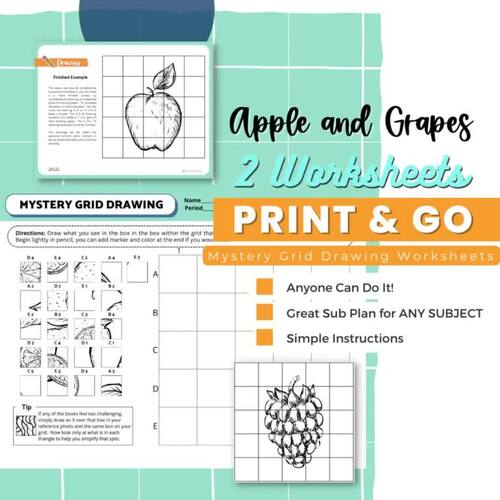 HIGH SCHOOL ART ONE-DAY ACTIVITY SUB PLAN/WORKSHEET: Mystery Grid Drawing