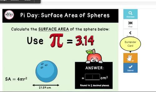 Pi Day: Surface Area of Spheres. Digital BOOM Activity for Distance ...