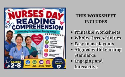 Nurses Day Reading Comprehension Bundle (Grades 2–8) | Printable ...