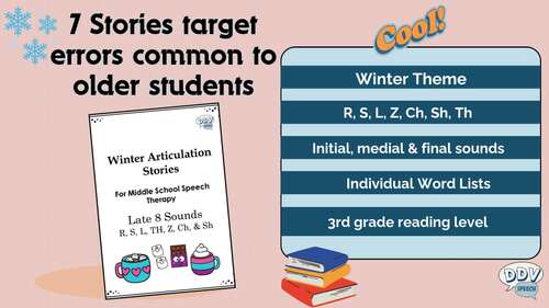 Winter Articulation Stories R, S, L, Th, Ch, Sh, Z Middle School Speech ...