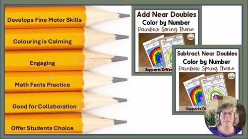 Spring Addition & Subtraction Within 20 Near Doubles Color-by-Code,1st ...
