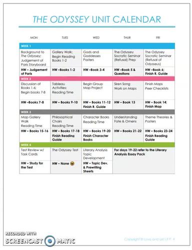 The Odyssey Unit Plan Bundle & Literature Guide With 13 Resources ...