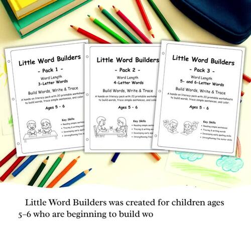 Little Word Builders – Pack 1 (3-Letter Words) by Nest & Notebooks