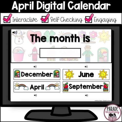 April Calendar & Questions - DIGITAL & PRINTABLE - Distance Learning - Boom