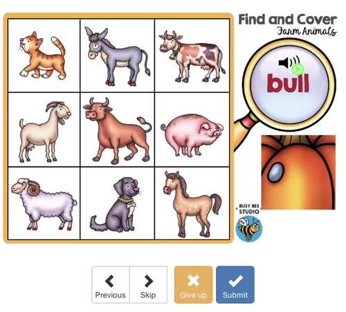 Farm Animals | Boom Cards | Core Vocabulary Puzzles by Busy Bee Studio