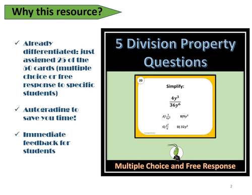 Exponent Properties Boom Digital Algebra 1 Task Cards | TPT