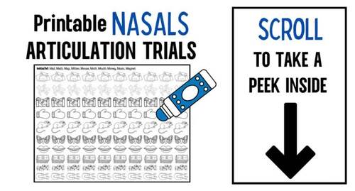 Nasals Articulation Paint Pen Sheets for Speech Therapy by Jennie's ...