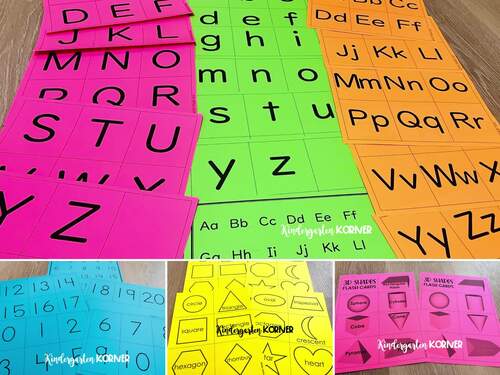 Kindergarten Flash Cards BUNDLE - Alphabet Letters, Numbers, 2D and 3D ...