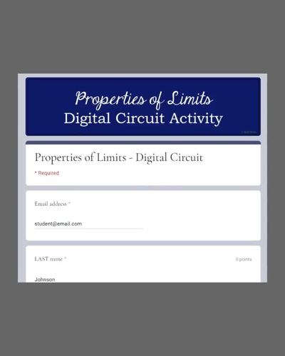 Properties of Limits CIRCUIT worksheet | AP CED Topic 1.5 by Hoff Math