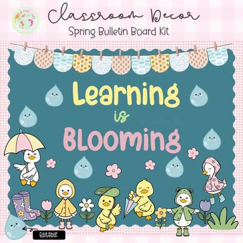 Spring Learning Bulletin Board Learning Is Blooming Spring Classroom Decor