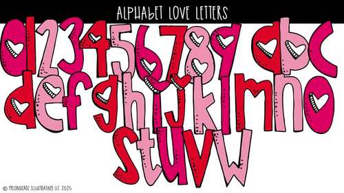 Alphabet Love Letters clip art, Number, Valentine COLORED by Melonheadz ...