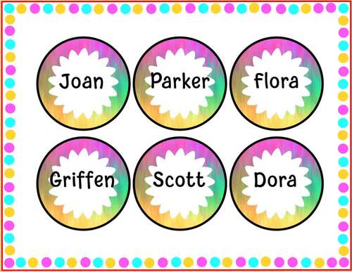 Printable Round Rainbow Classroom Labels, Door Display Cards, Name Signs