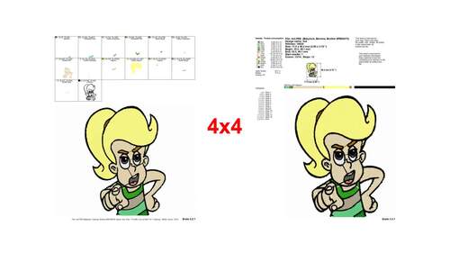 Stern Blonde Girl Pointing Finger Cartoon Character Embroidery Designs ...