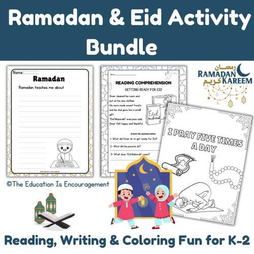 Ramadan & Eid Activity Bundle | Reading, Writing & Coloring Fun for K-2