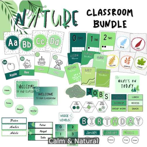 Editable Neutral Classroom Decor Bundle | Calm & Natural Theme | Boho ...