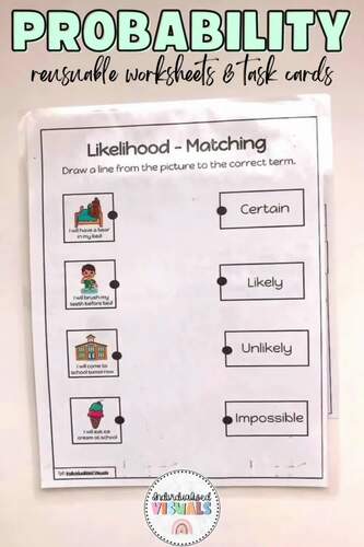 Probability Worksheets on Likelihood - Probability Modified for Special Ed