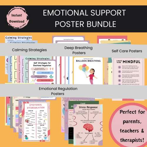 Emotional Support Poster Bundle - Anxiety, ADHD, Dyslexia, Autism ...